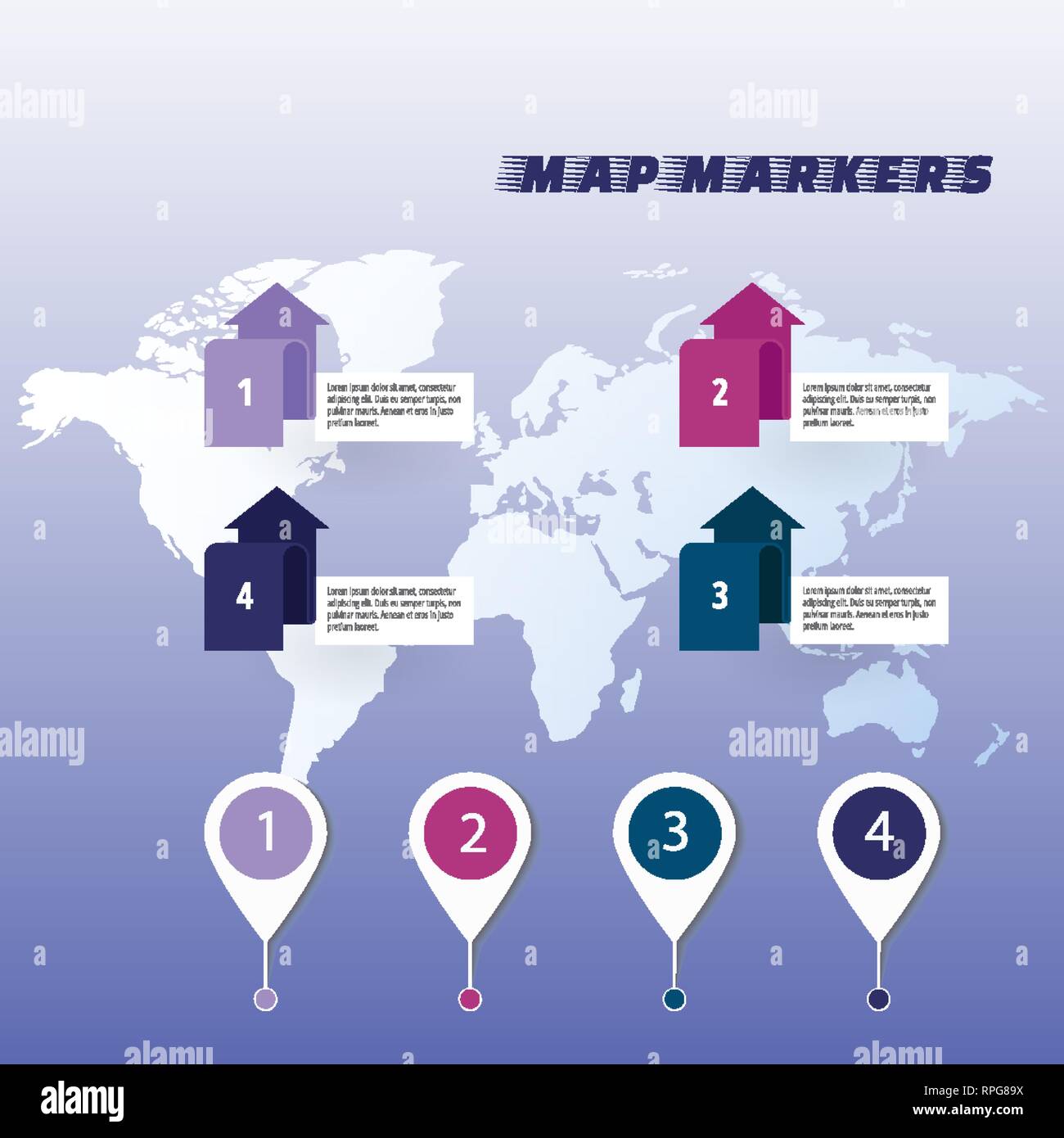 Map pointer icon vector EPS 10, abstract sign flat design with world map Stock Vector Image ...