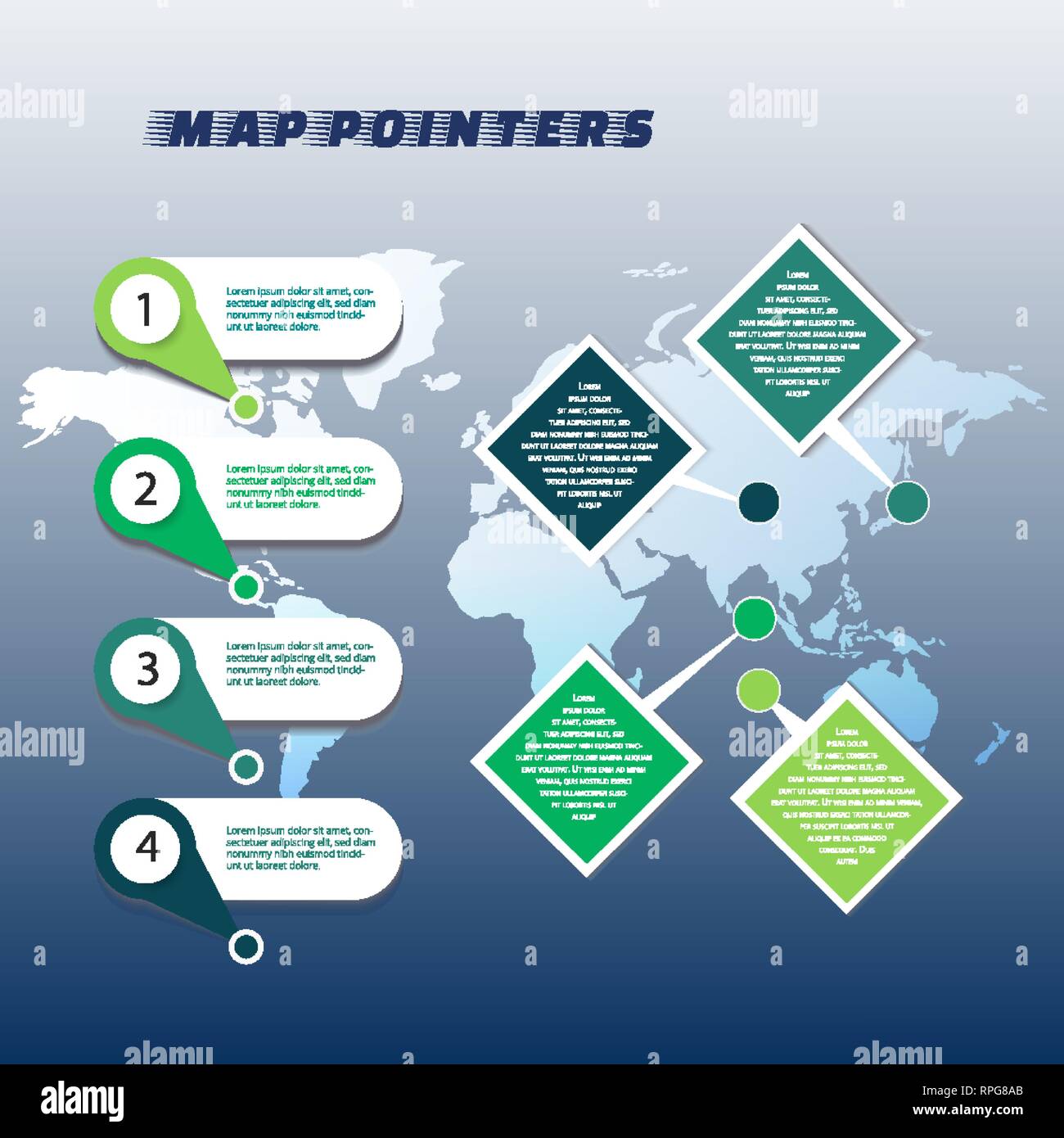 Collection Of Colorful Map Markers On World Map Stock Vector Image