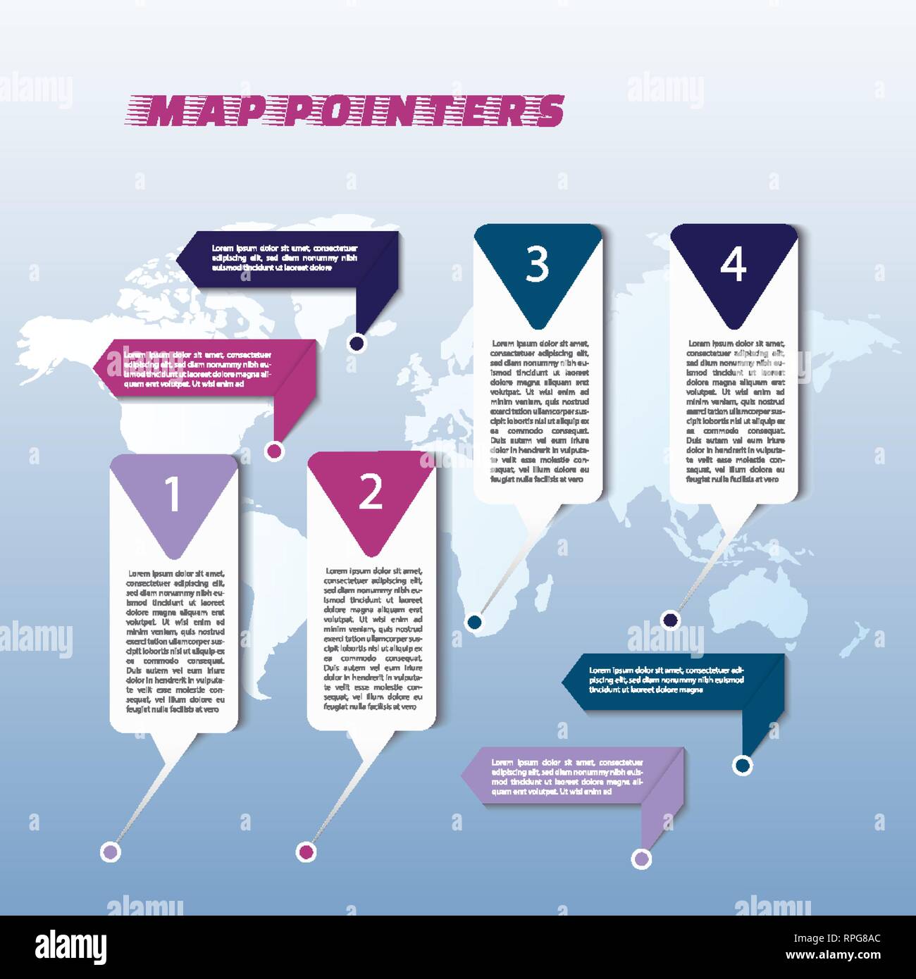 Collection of colorful map markers on world map Stock Vector Image ...