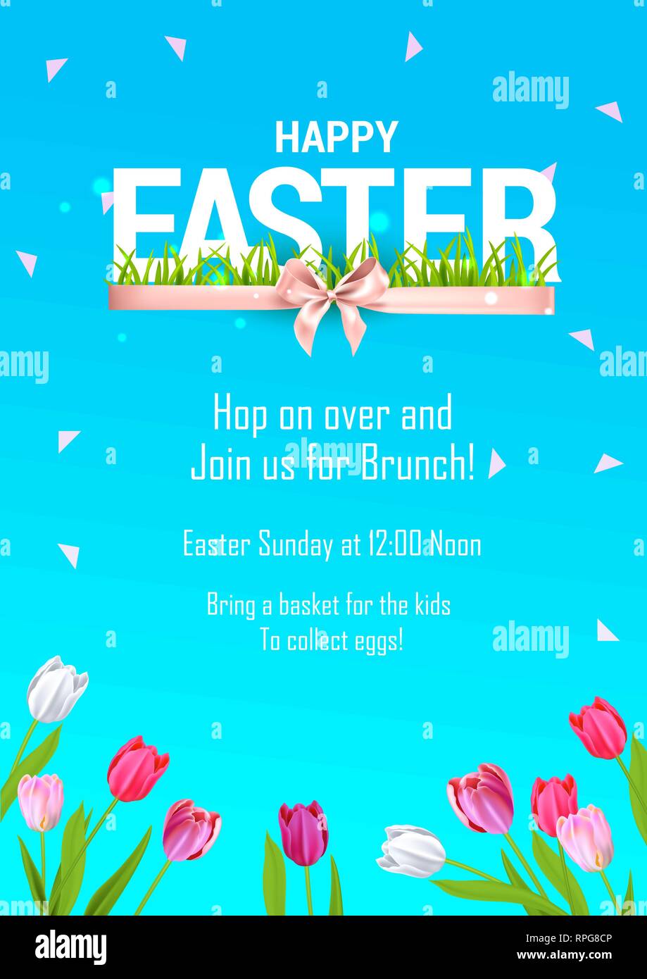 Happy Easter holiday blue poster. Beautiful background realistic Happy ...