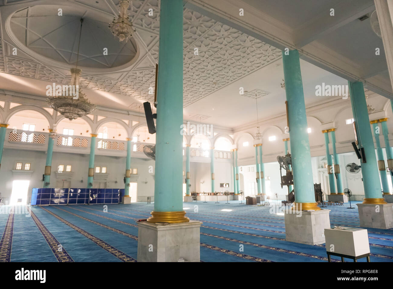 View of the Interior of Blue Mosque of Sultan Ismail Mosque, Muar ...