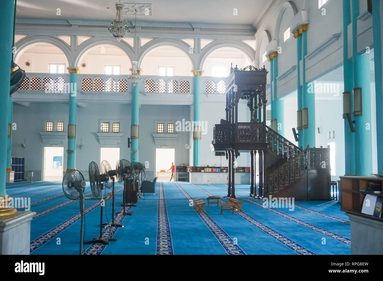 View of the Interior of Blue Mosque of Sultan Ismail Mosque, Muar ...