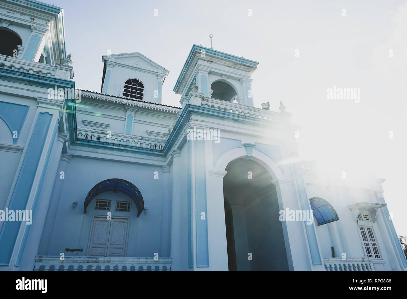 Blue mosque of Sultan Ismail Mosque located in Muar, Johor, Malaysia ...
