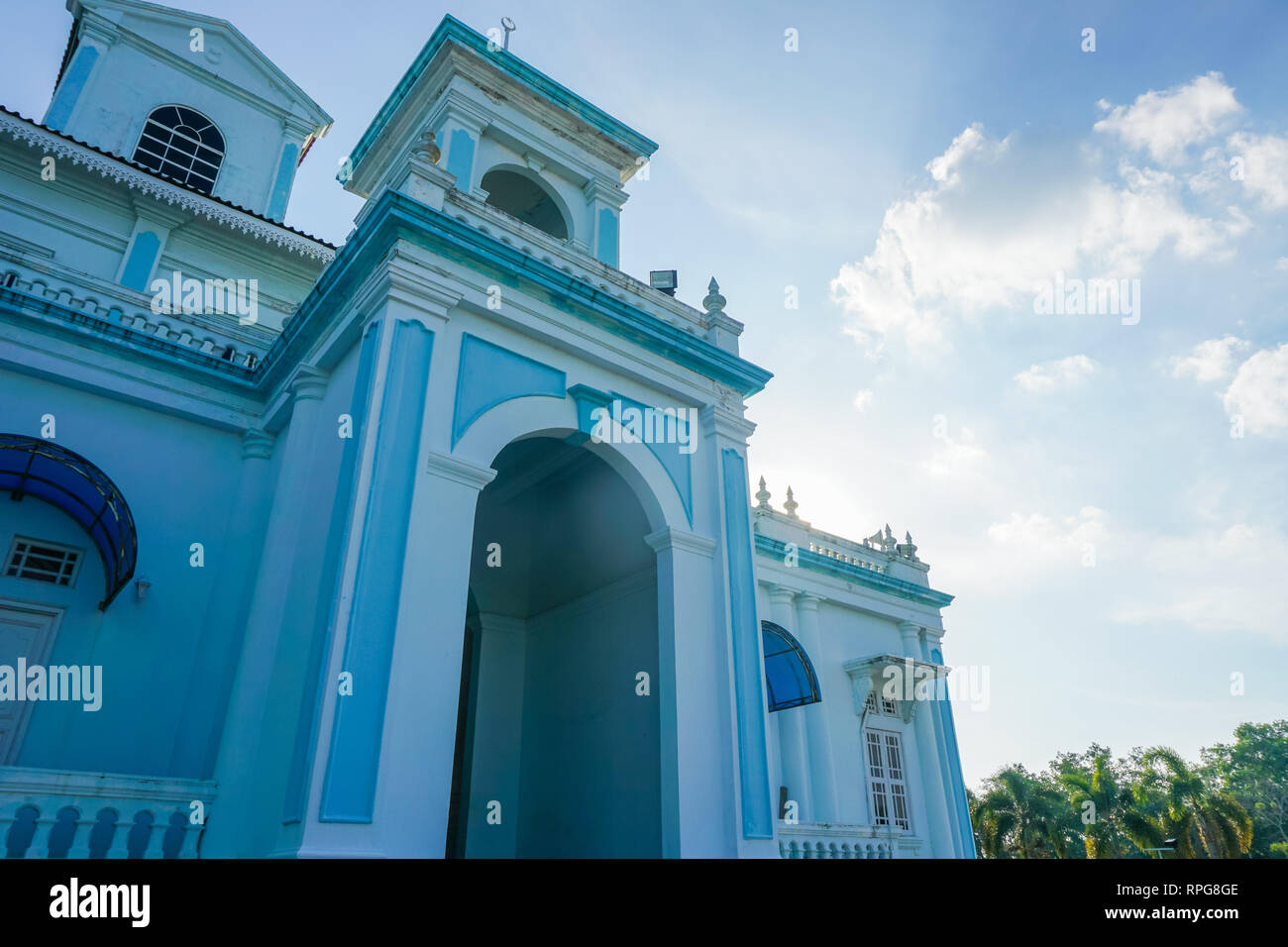 Blue mosque of Sultan Ismail Mosque located in Muar, Johor, Malaysia ...