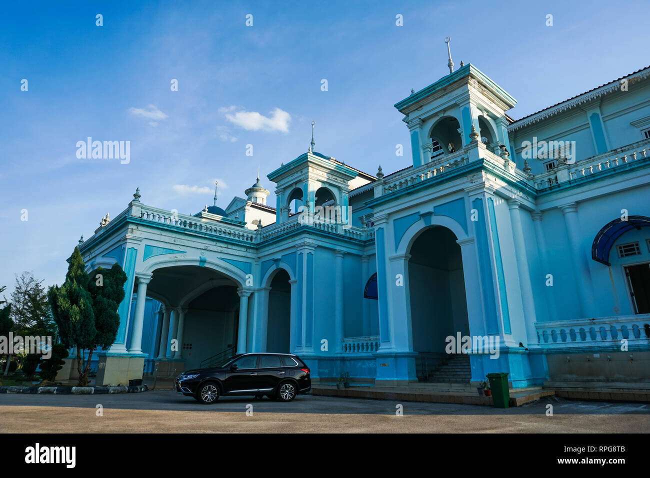 Blue mosque of Sultan Ismail Mosque located in Muar, Johor, Malaysia ...
