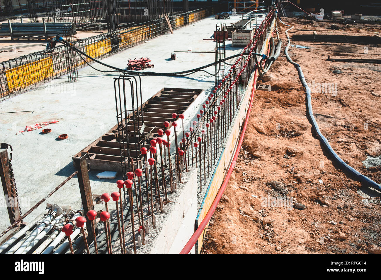 Formwork of the foundations of a building under construction Stock ...