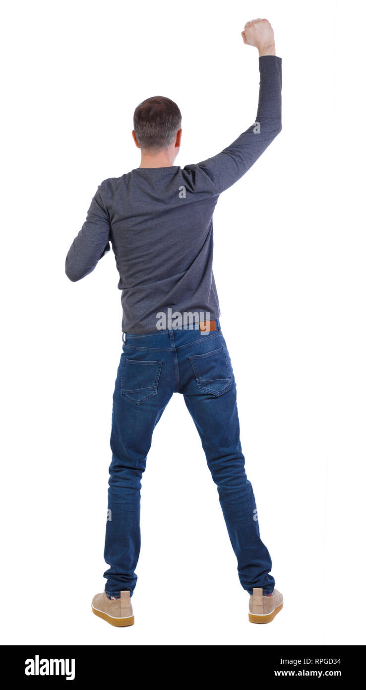 Back view of a happy man Rear view people collection. backside view of ...