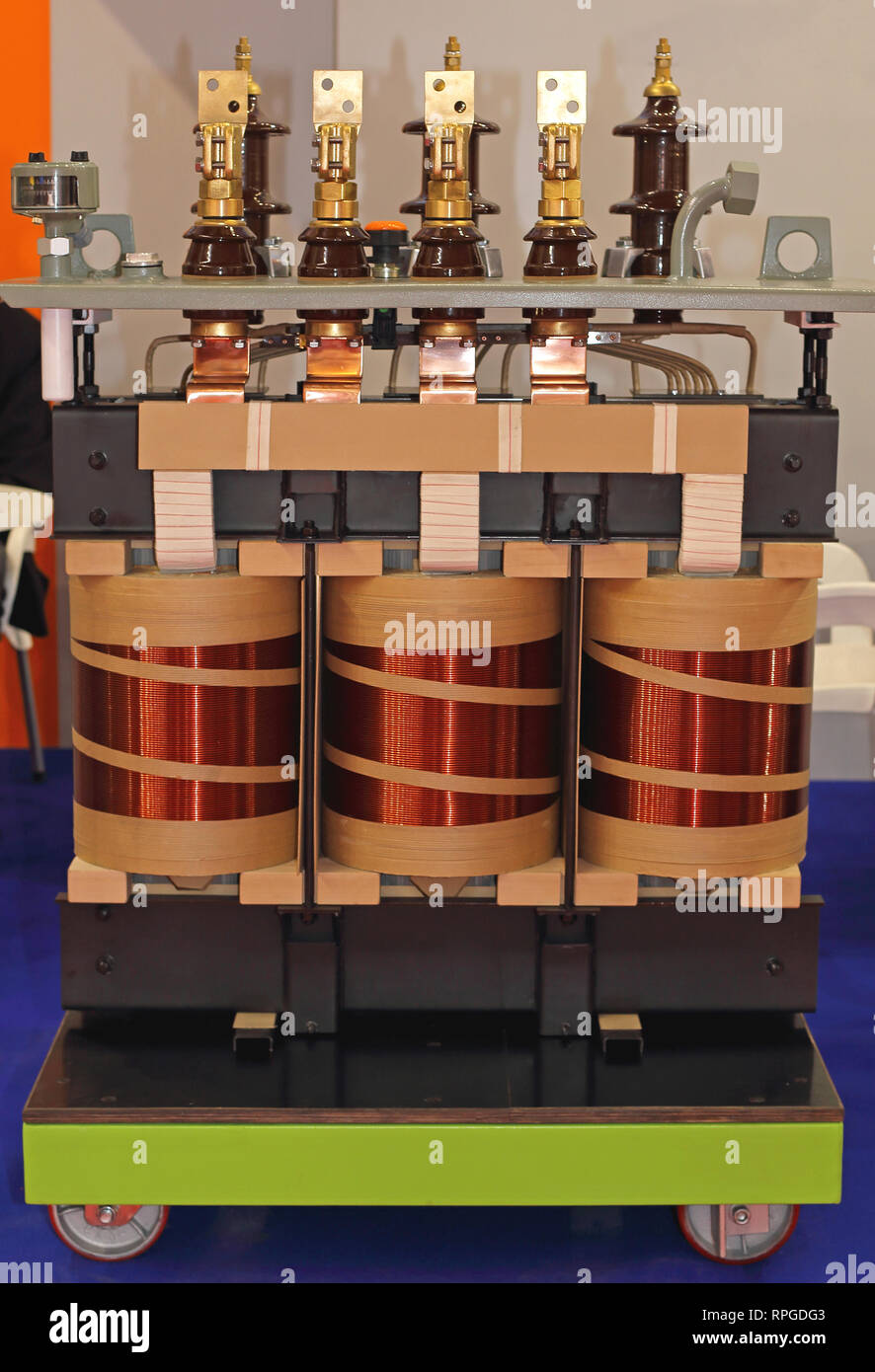 Industrial Electric Transformer Device With Copper Wire Coils Stock ...