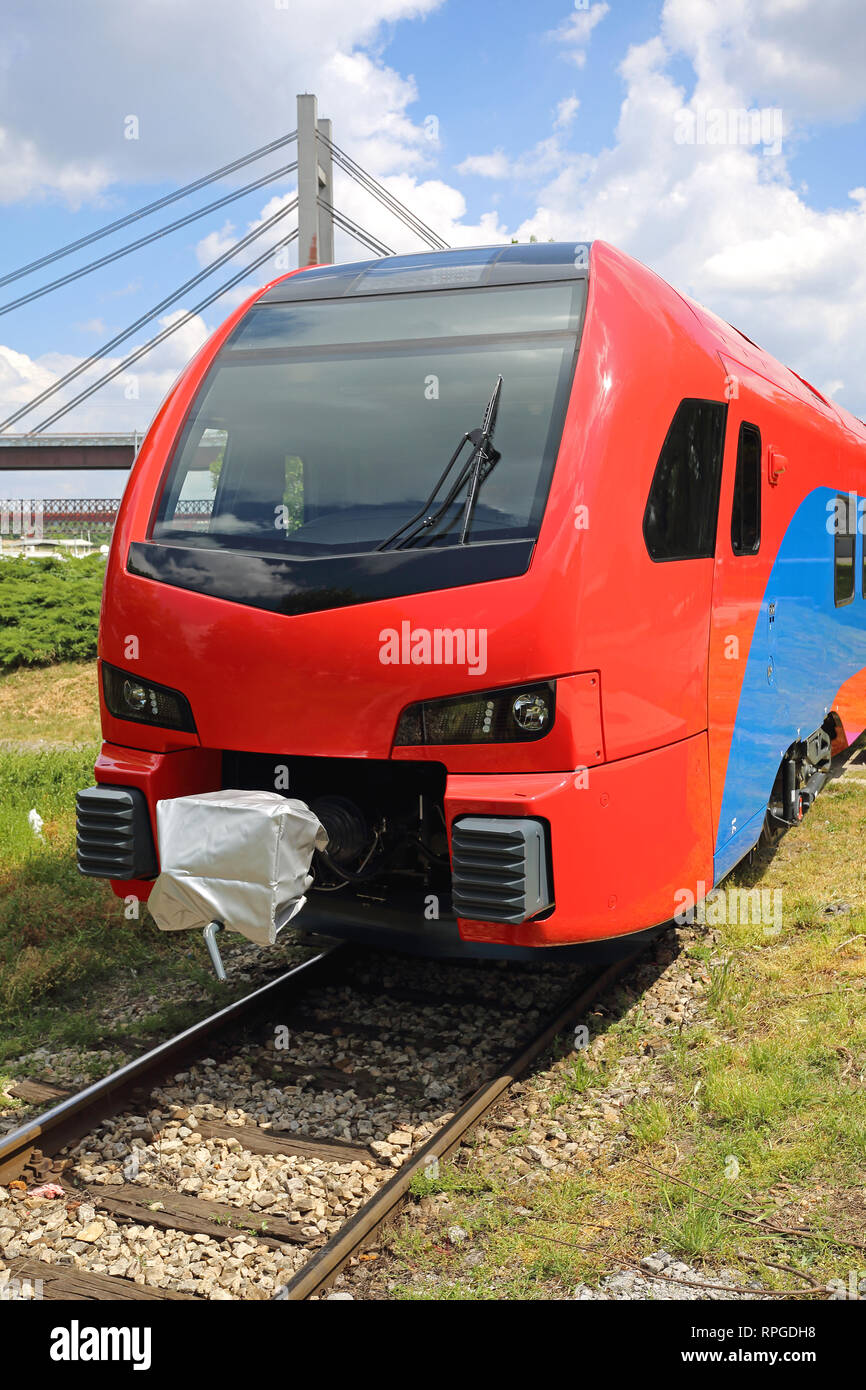 Front View of New Electric Engine Train Stock Photo - Alamy