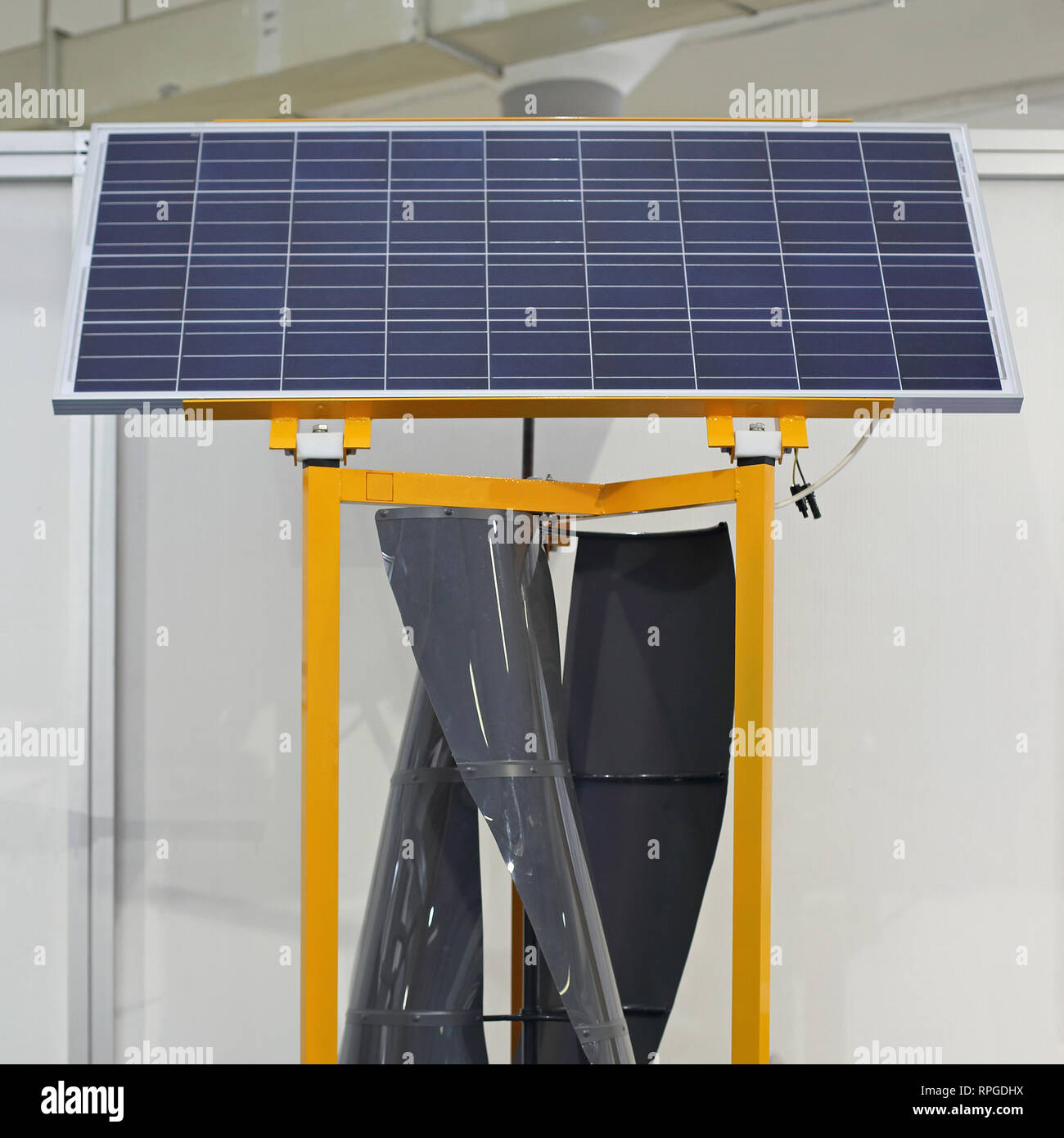 Solar Panel and Vertical Wind Turbine Free Energy Stock Photo - Alamy