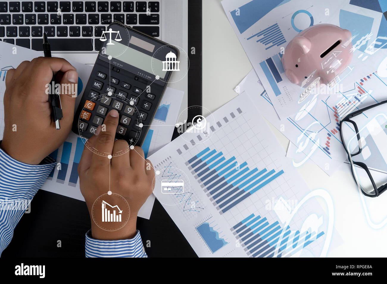 finance documents digital graph finance with social network diagram ...