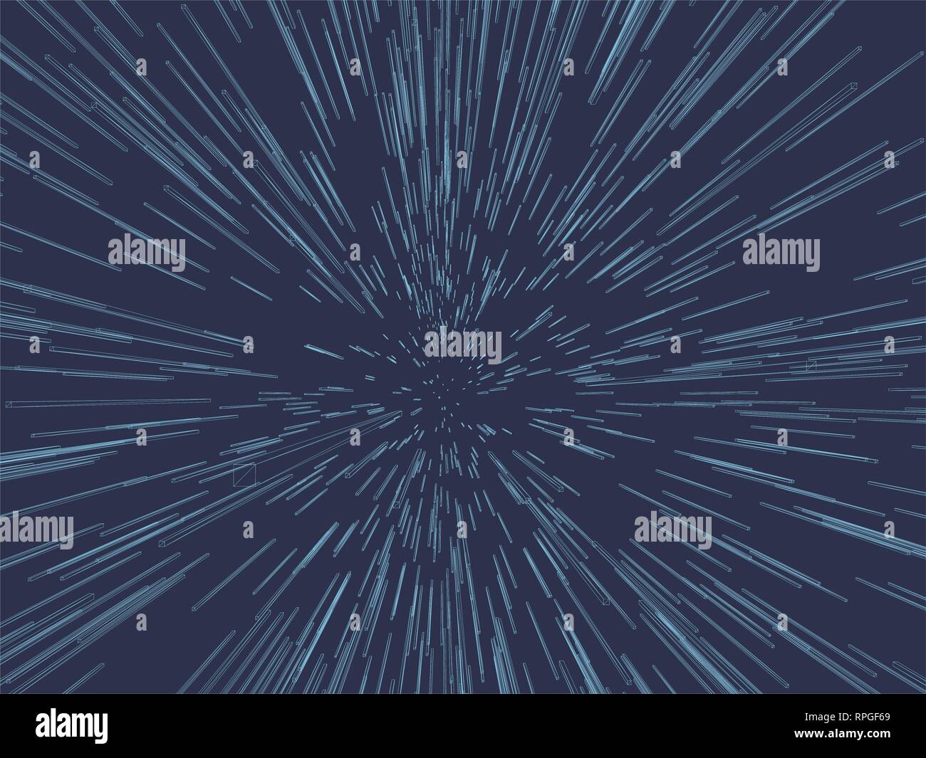 Abstract background with the effect of acceleration. 3D Many wireframe ...