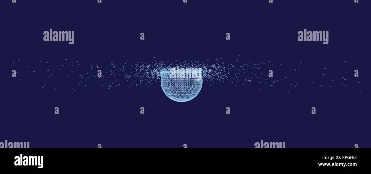Wireframe of the collapsing sphere into small fragments. Polygonal ...