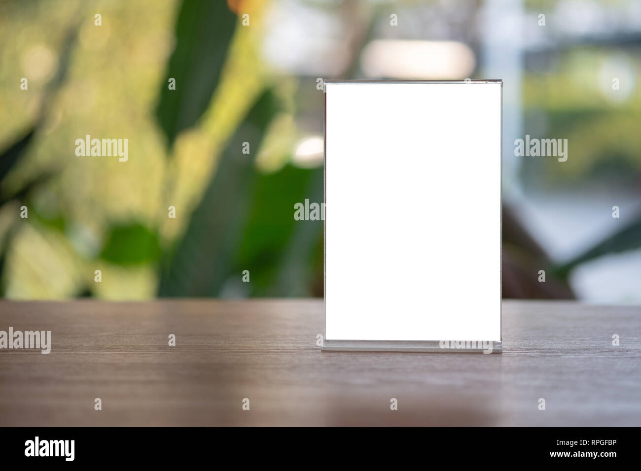 Stand Mock up Menu frame tent card blurred background design key visual ...