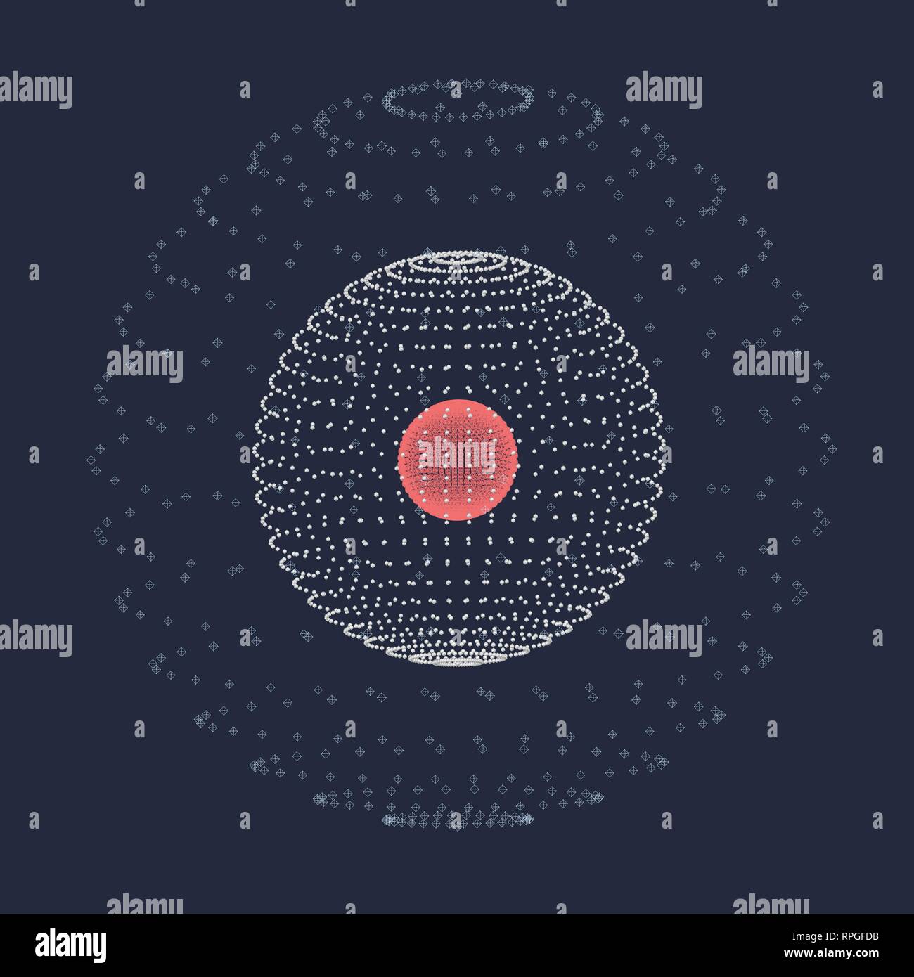 Abstract polygonal sphere consisting of three layers of polygons. 3D ...