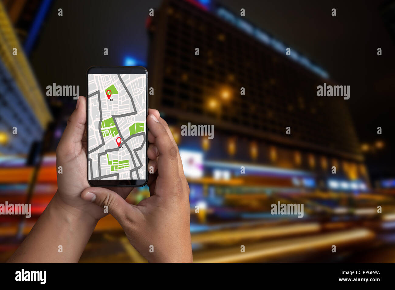 GPS Map to Route Destination network connection Location Street Map ...