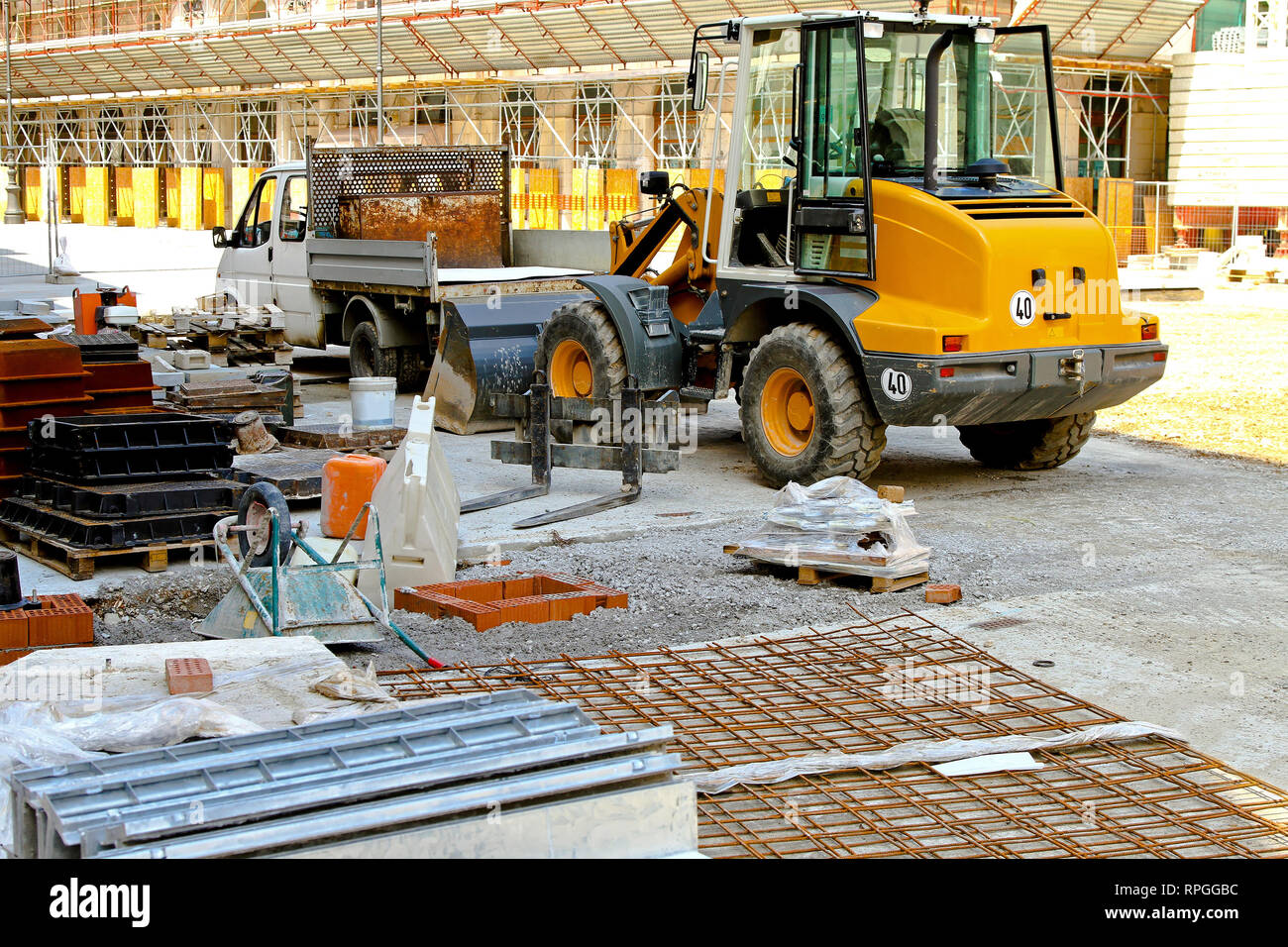 Construction site at street with heavy machinery Stock Photo - Alamy