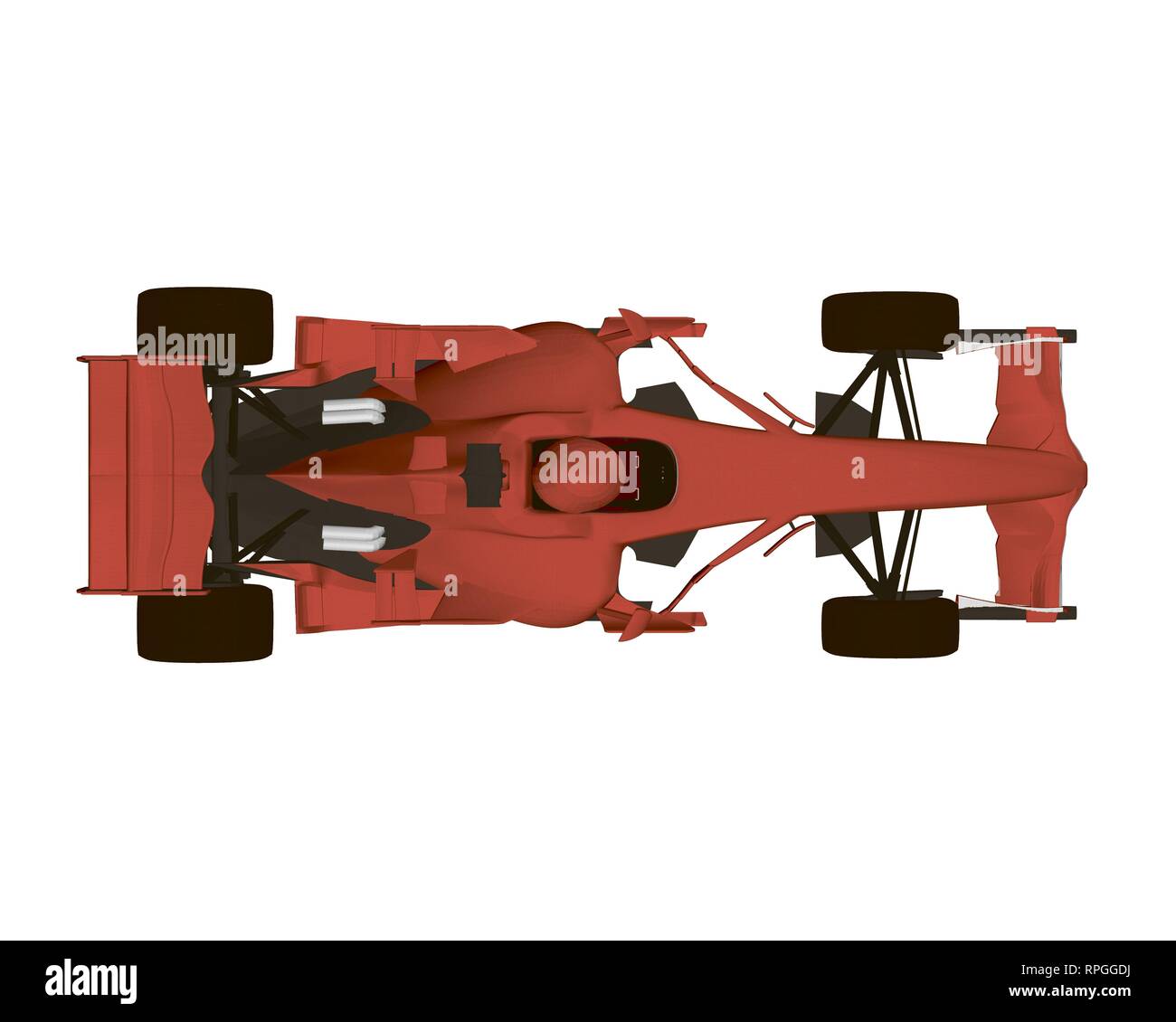 Racing car. Red racing sports car with driver. 3D. Top view. Detailed ...