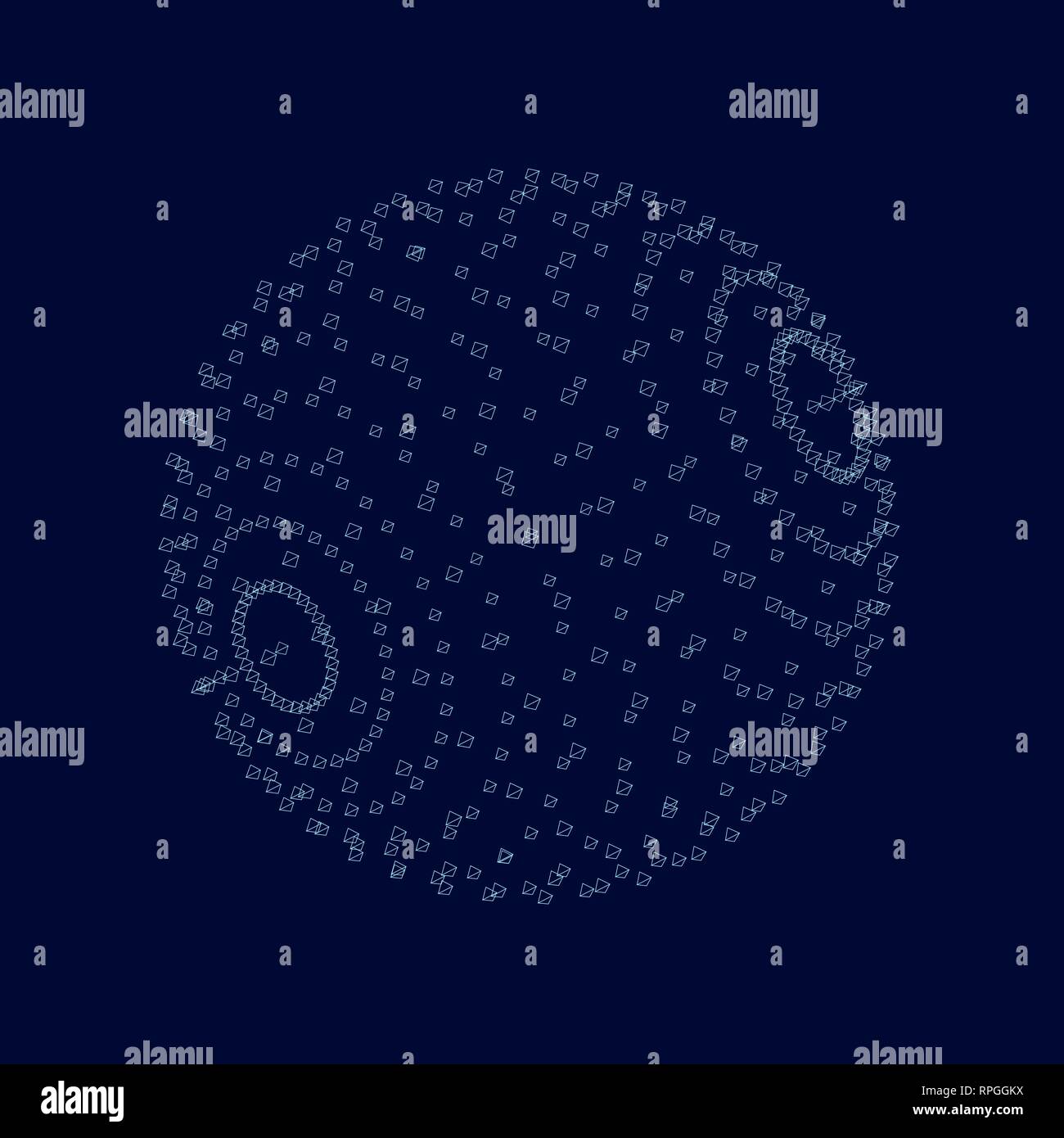 Wireframe of the sphere of polygons. 3D. Vector illustration Stock ...