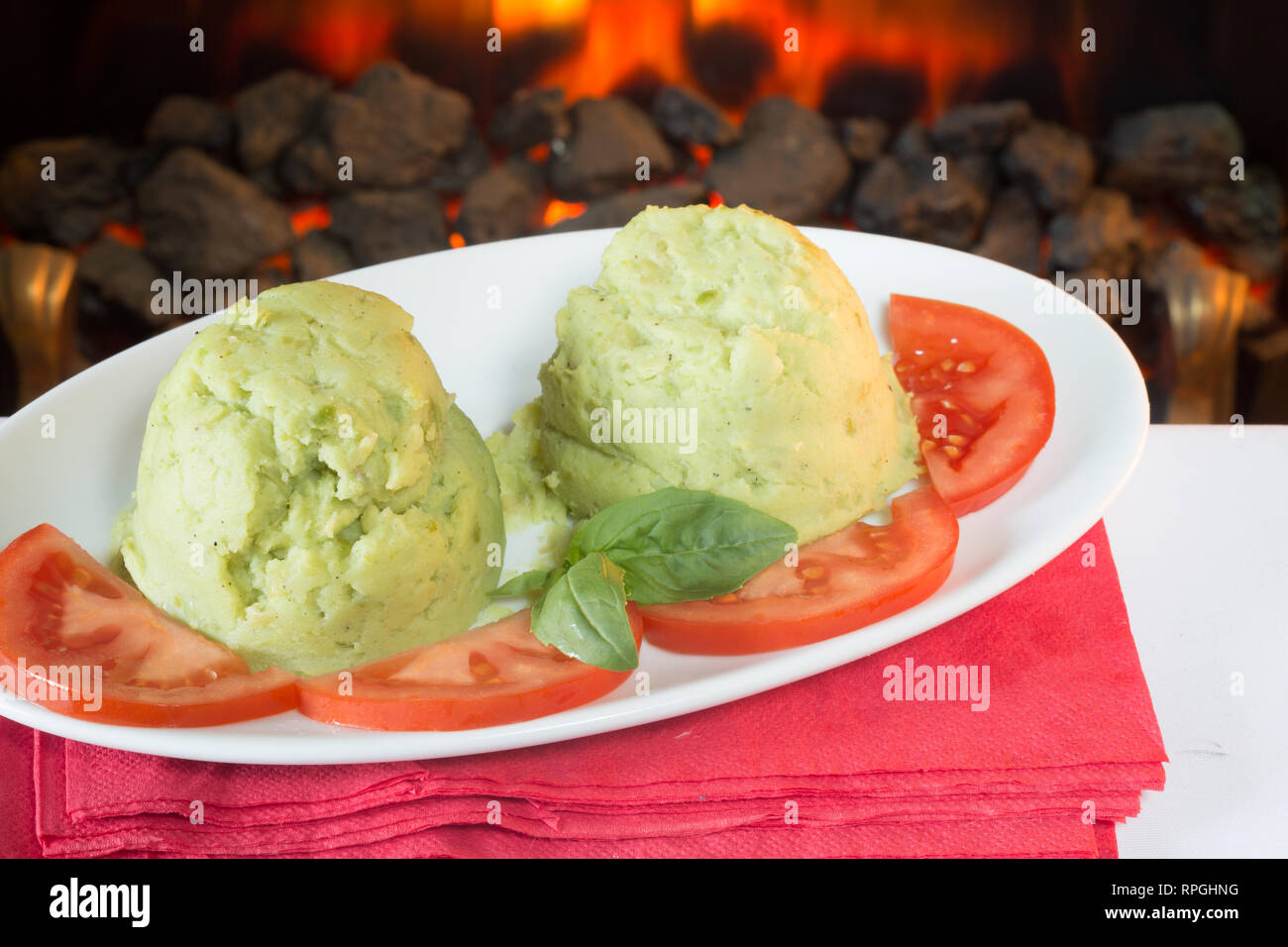 Kenyan side dish of mashed potato and greens called Mukimo Stock Photo ...