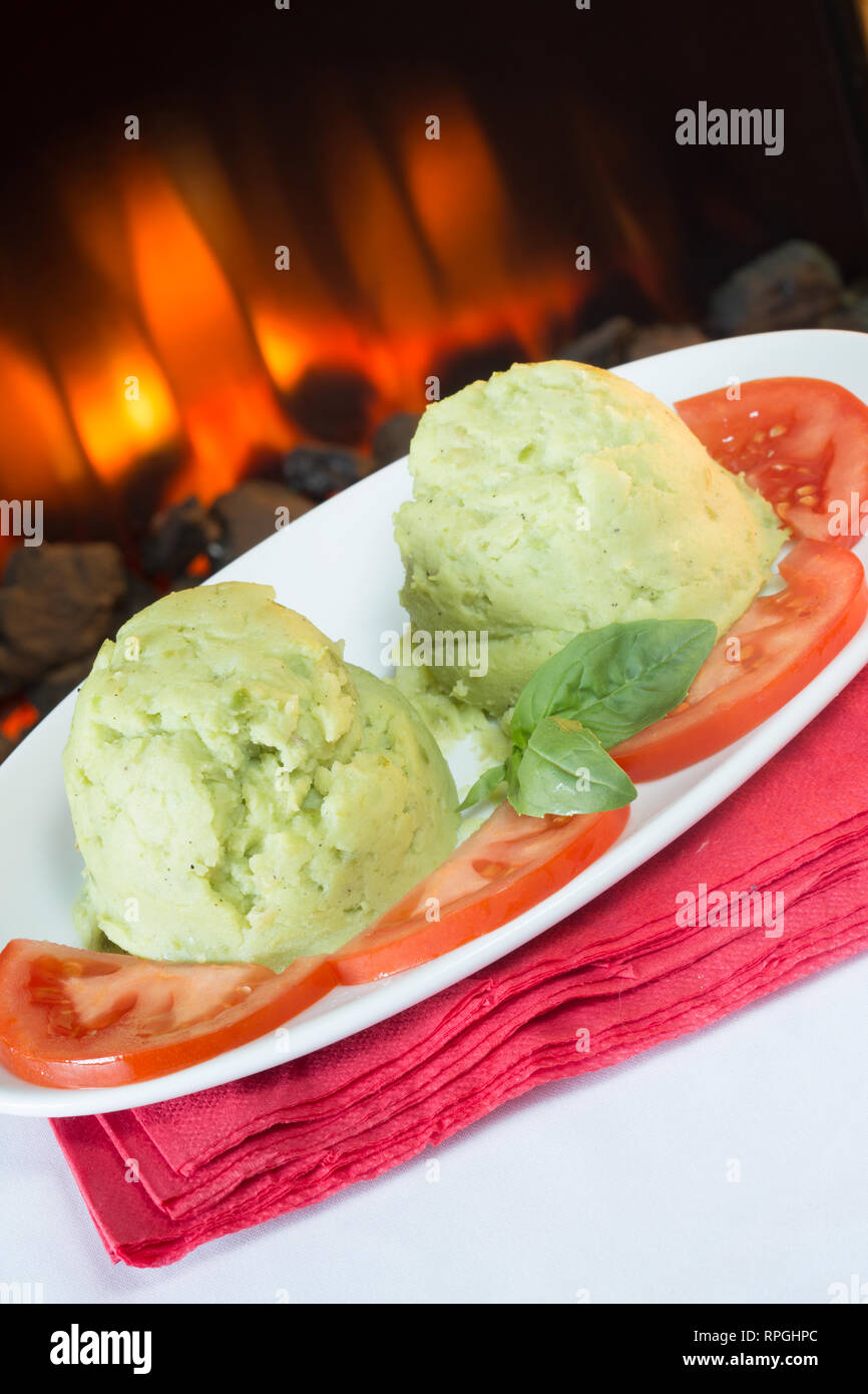 Kenyan side dish of mashed potato and greens called Mukimo Stock Photo ...
