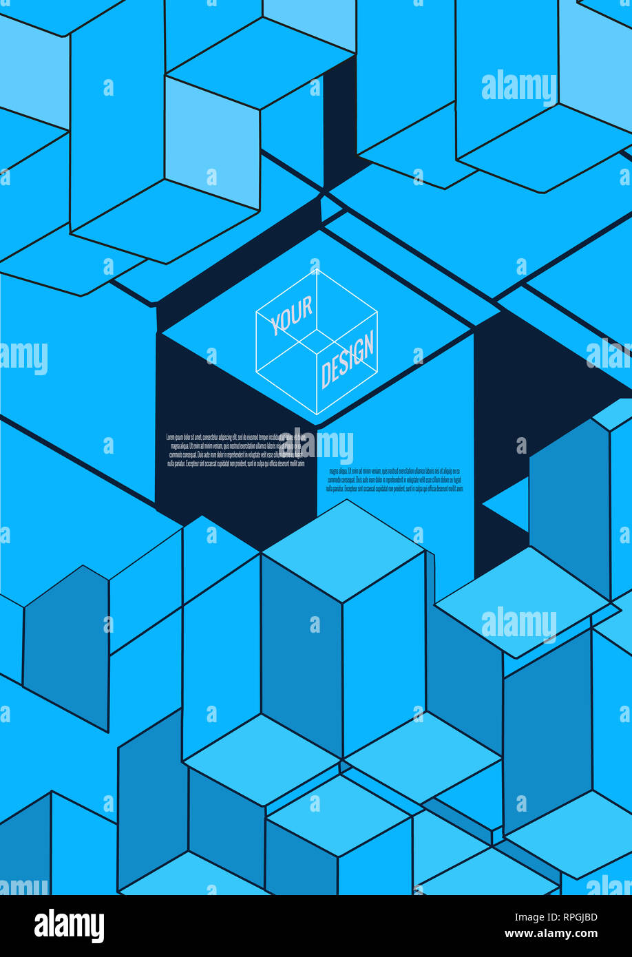 isometric abstract shape lay on blue background graphic layout for your artwork Stock Photo - Alamy