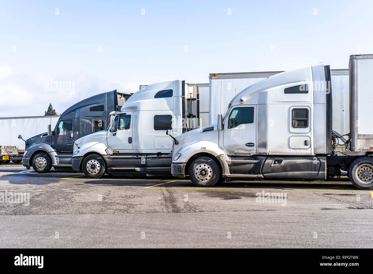 Big rigs commercial cargo haulers Semi Trucks with different semi ...