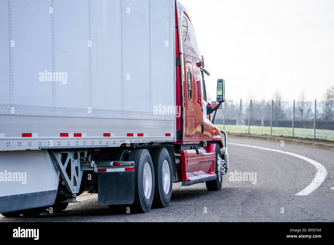 Red big rig American industry logistic forward transportation long haul ...