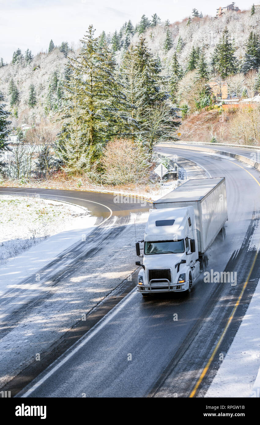 White commercial long haul freight American logistic leader ...