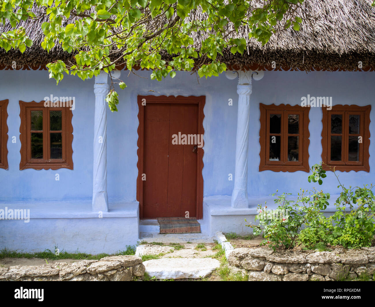 A model cottage set up as a tourism display in Old Orhei, Moldova Stock ...