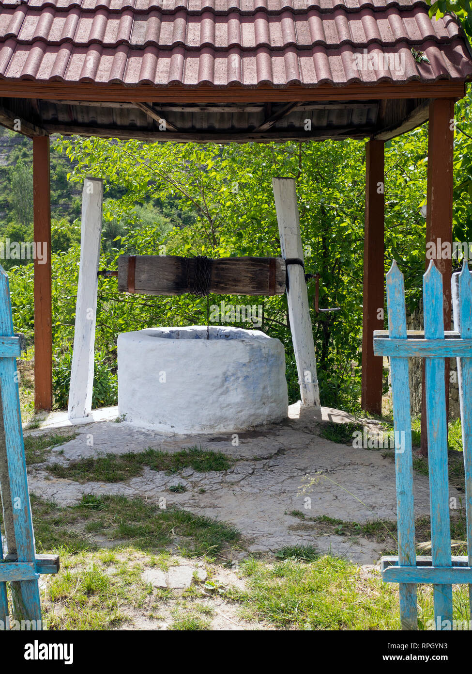 A traditional well on display in Old Orhei, Moldova Stock Photo - Alamy