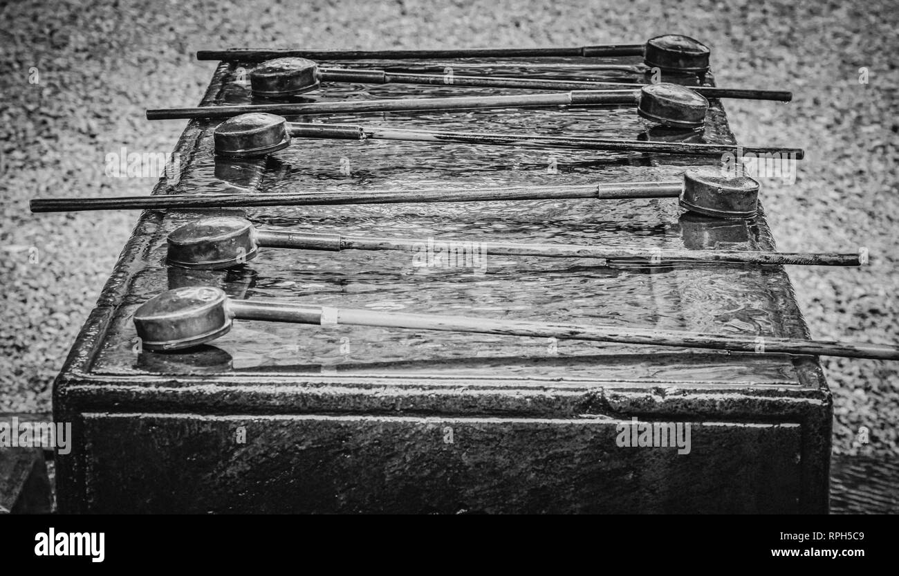 Ritual purification fountain at an Japanese Temple - TOKYO / JAPAN ...
