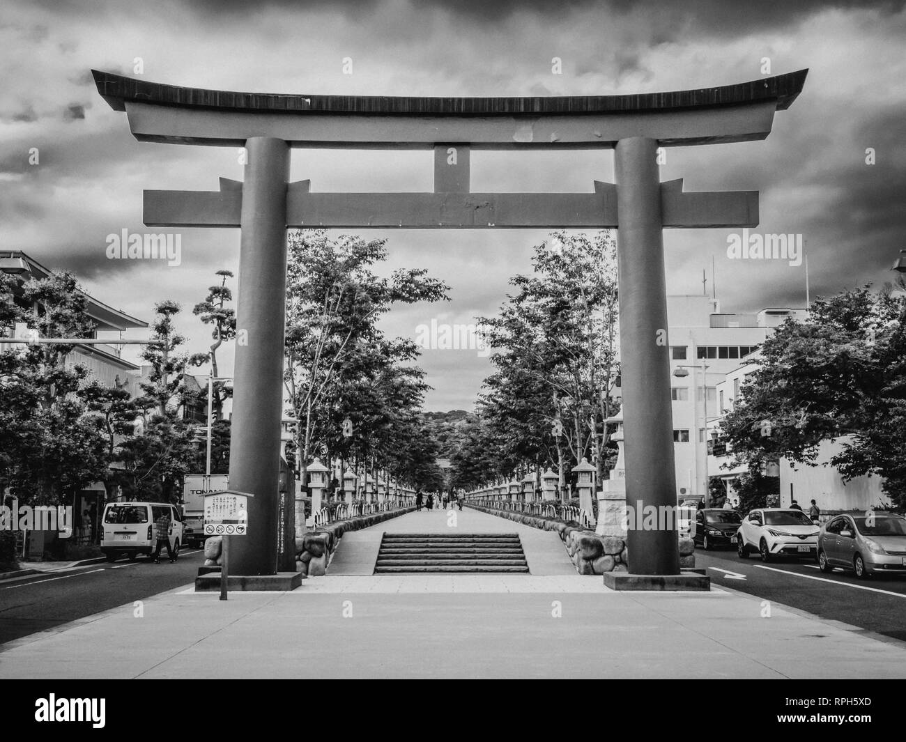 Typical Japanese Red Gate in the Streets of Kamakura called Torii Gate ...