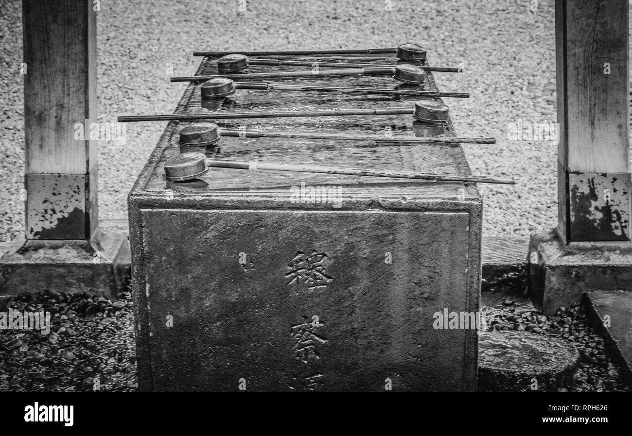Ritual purification fountain at an Japanese Temple - TOKYO / JAPAN ...