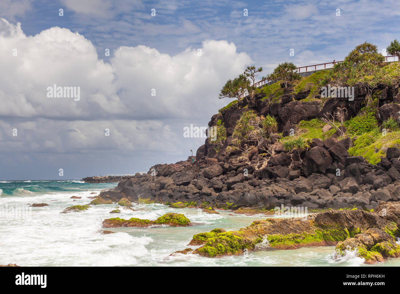 Point Danger Cliff and viewing area in Coolangatta, QLD, Australia ...
