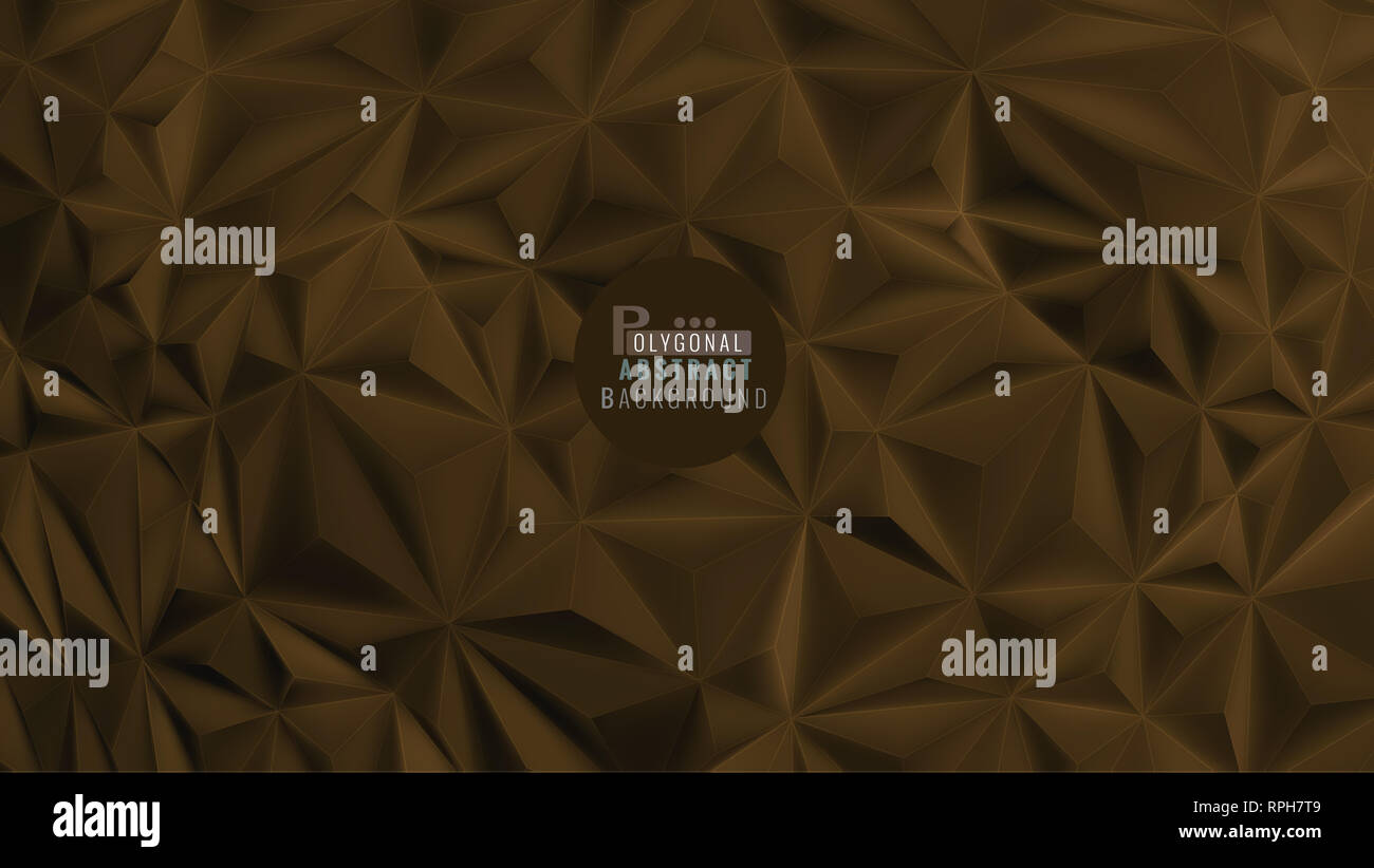 Chocolate brown polygonal triangle geometric wall vector background in 3D style Stock Photo - Alamy