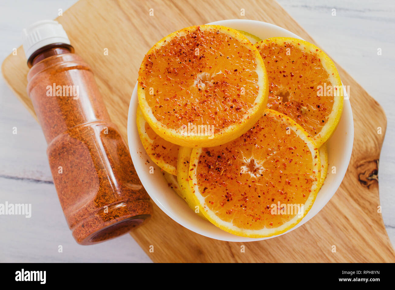 orange fruit with chili, mexican spicy food in mexico city, naranja con ...