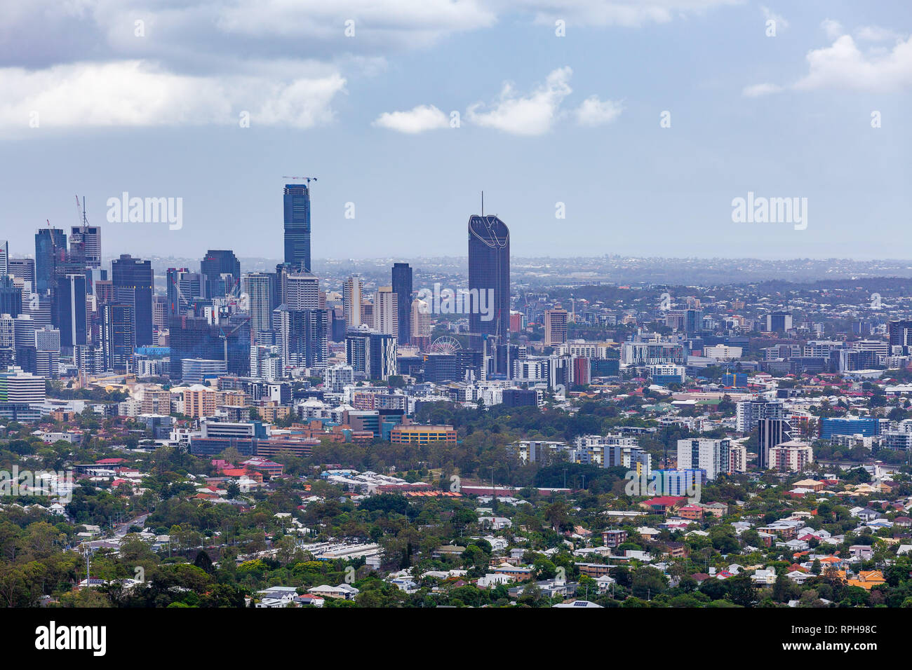 Brisbane city viewed from mount Coot-tha lookout Stock Photo - Alamy