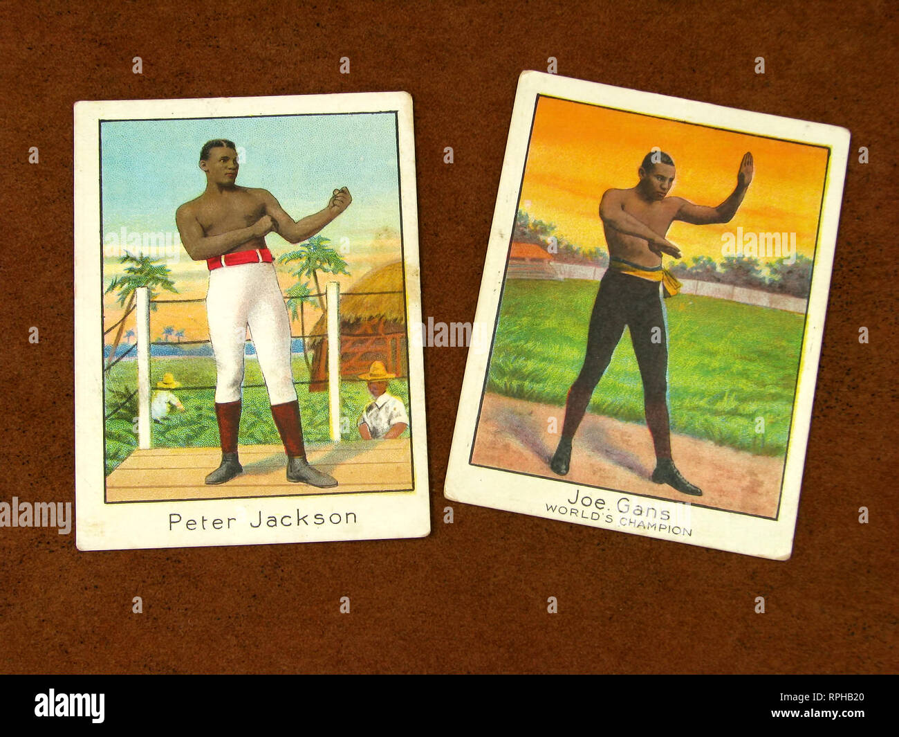 Early African American boxers Peter Jackson and Joe Gans on antique ...