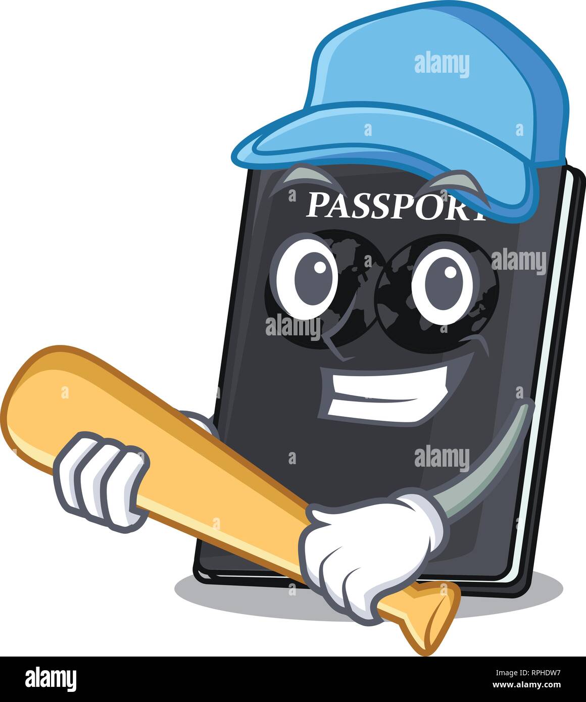Playing baseball black passport in a cartoon bag Stock Vector Image ...