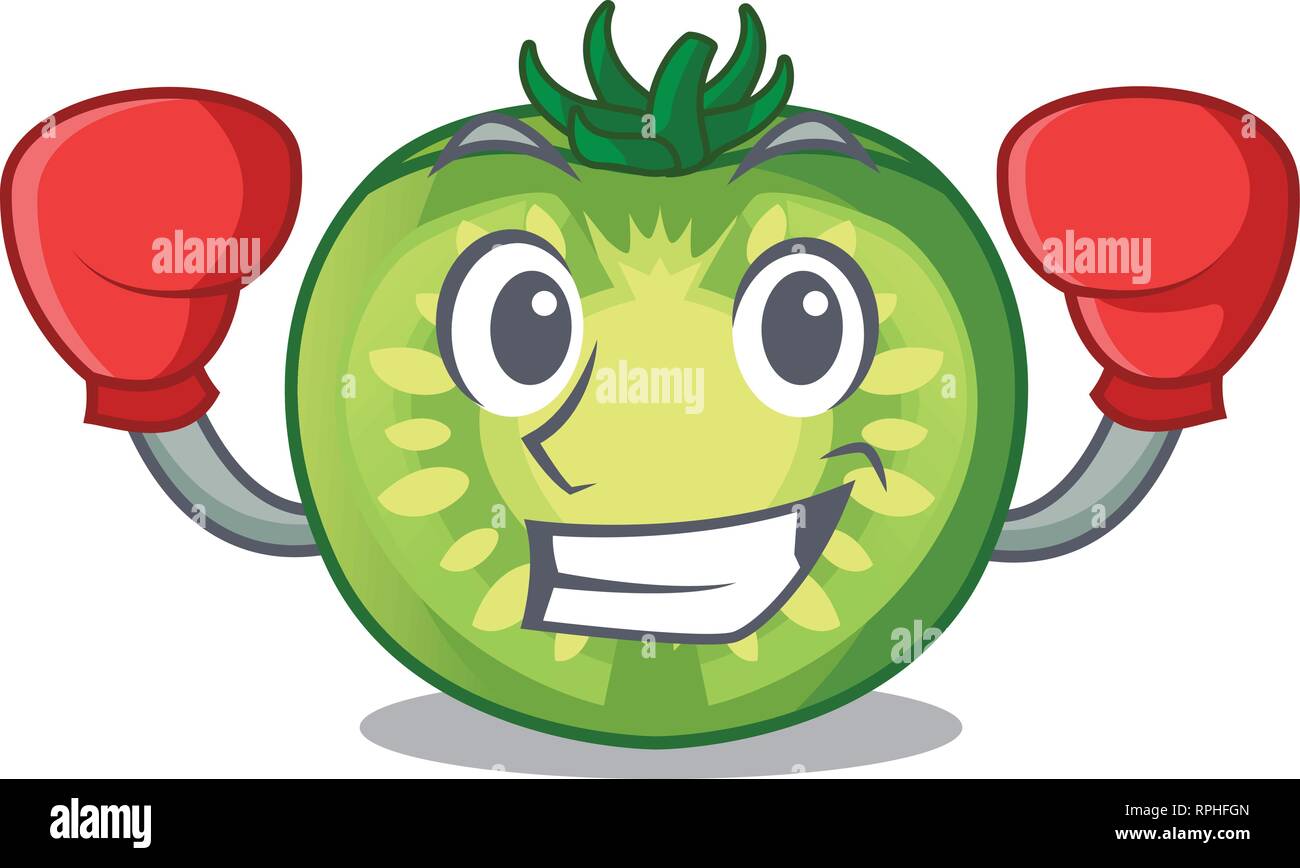 Boxing green tomato slice in cartoon bowl Stock Vector Image & Art - Alamy