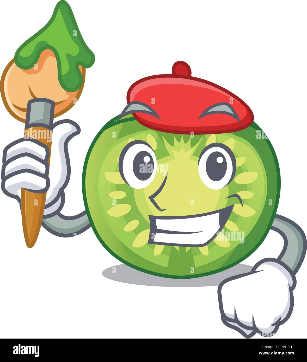 Artist green tomato slice in cartoon bowl Stock Vector Image & Art - Alamy