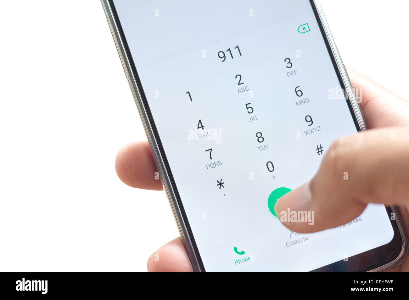 Emergency and urgency, dialing 911 on smartphone screen isolated on ...