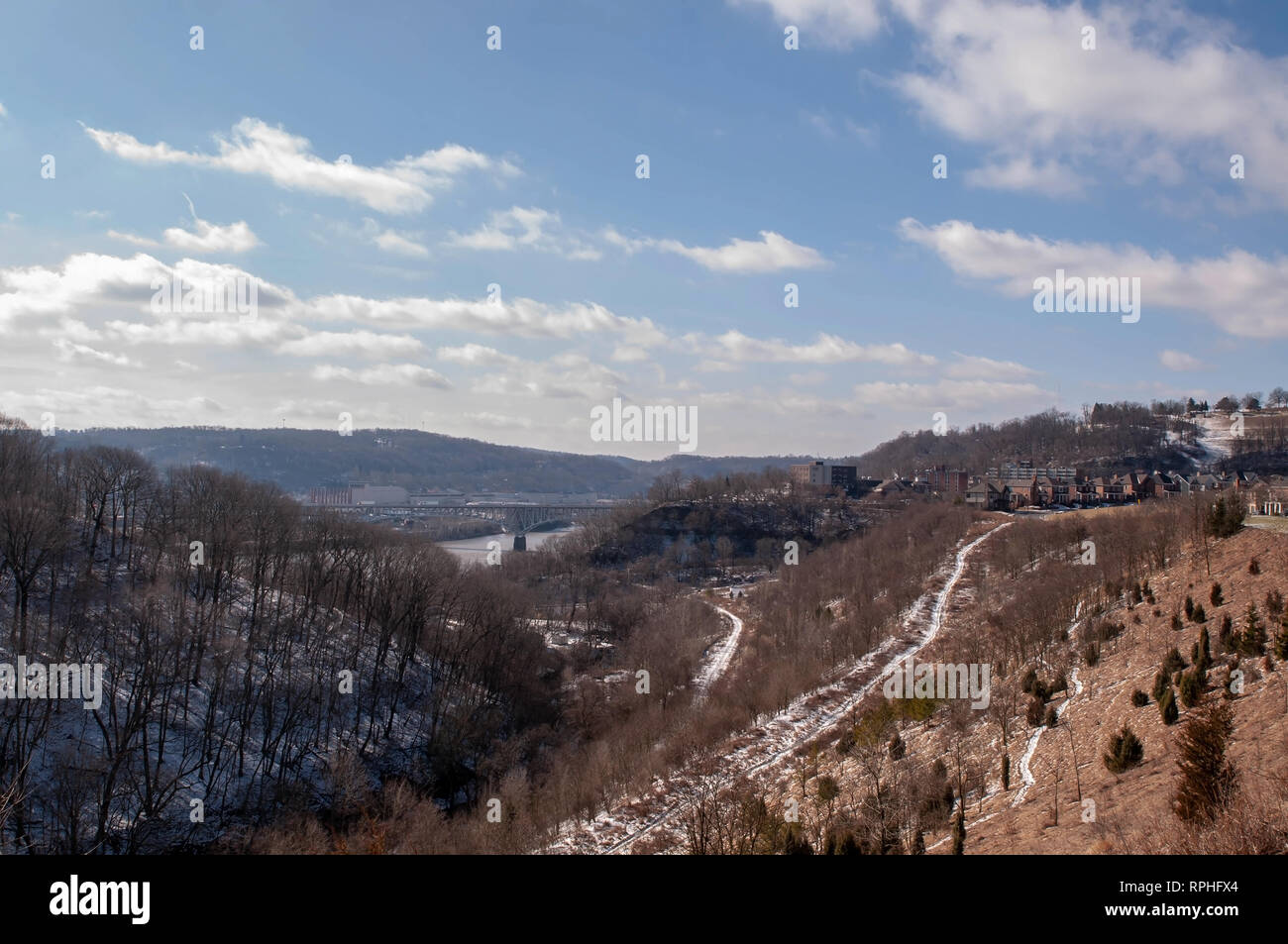 A hillside in Frick Park from the Summerset neighborhood of Pittsburgh ...