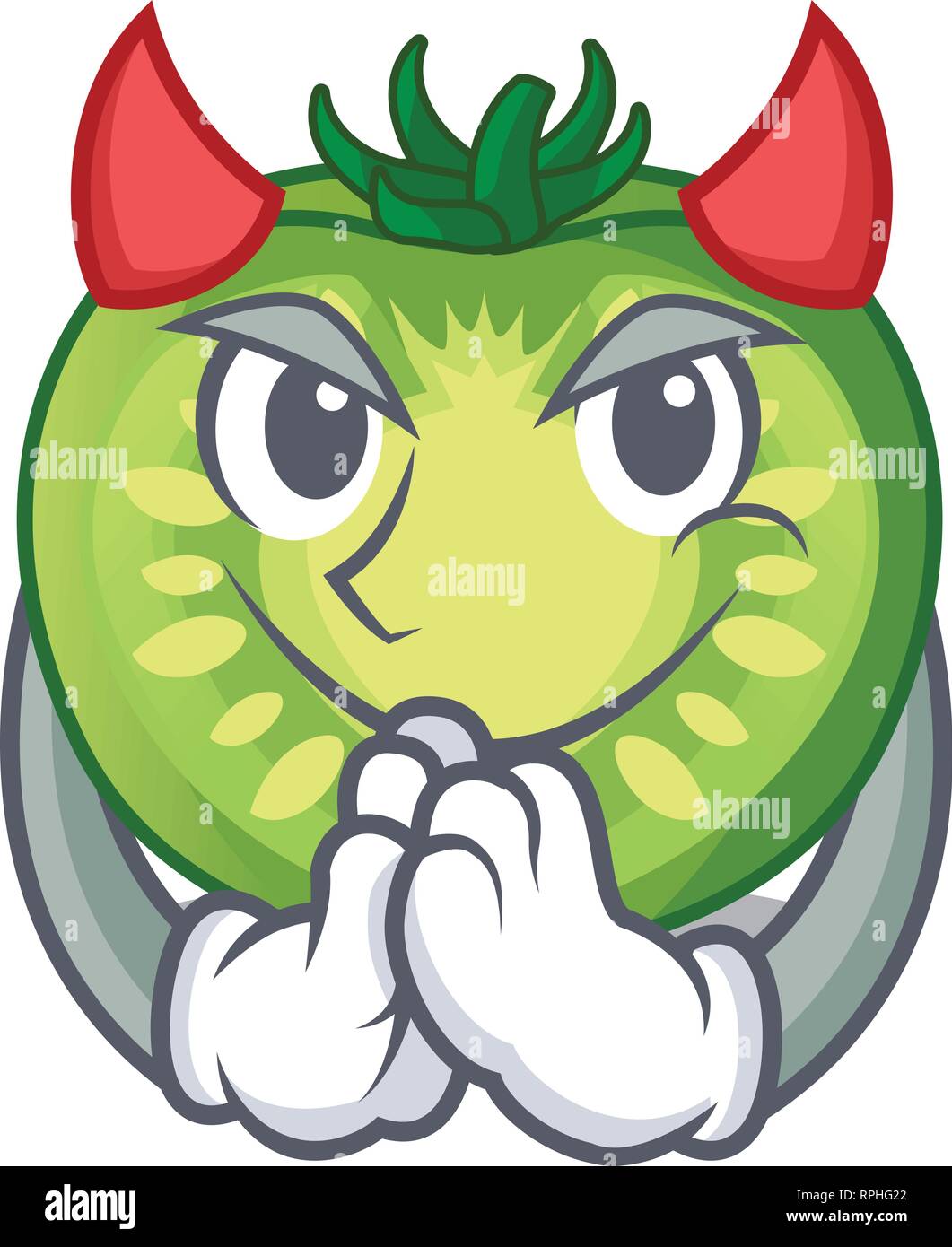 Devil green tomato slices in cartoon shape Stock Vector Image & Art - Alamy
