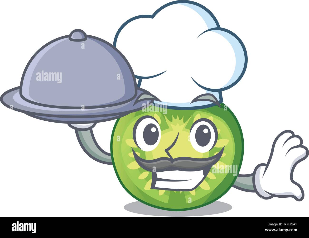 Chef with food green tomato slices in cartoon shape Stock Vector Image ...