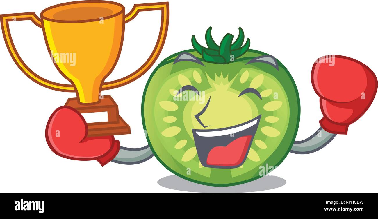 Boxing winner green tomato slices isolated with mascot Stock Vector ...