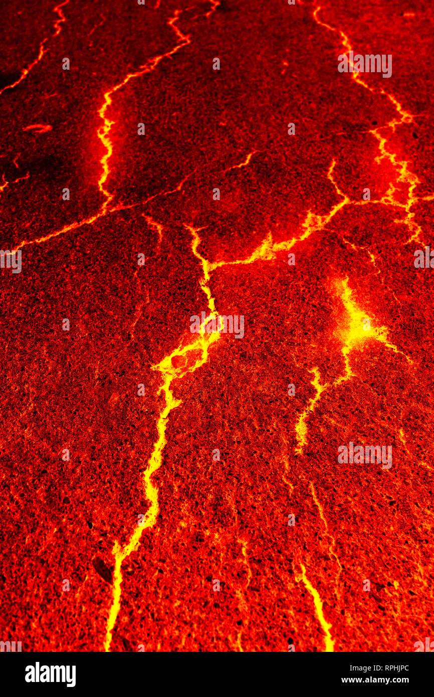 heat red cracked ground texture after eruption volcano Stock Photo - Alamy