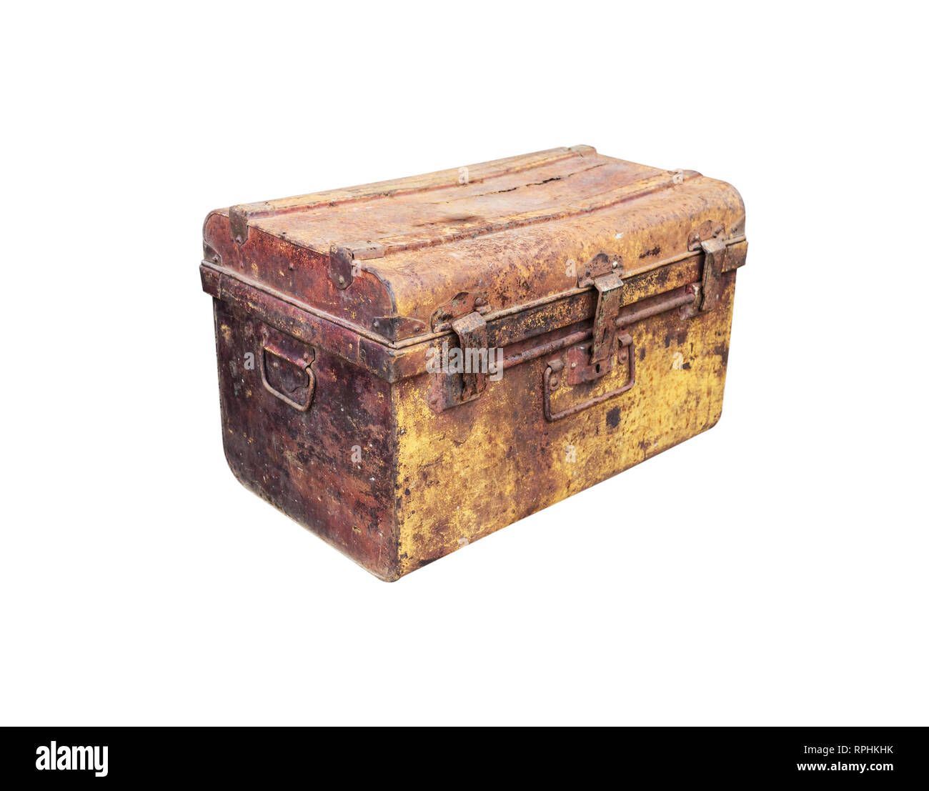 Ancient iron chest isolated on white background Stock Photo - Alamy
