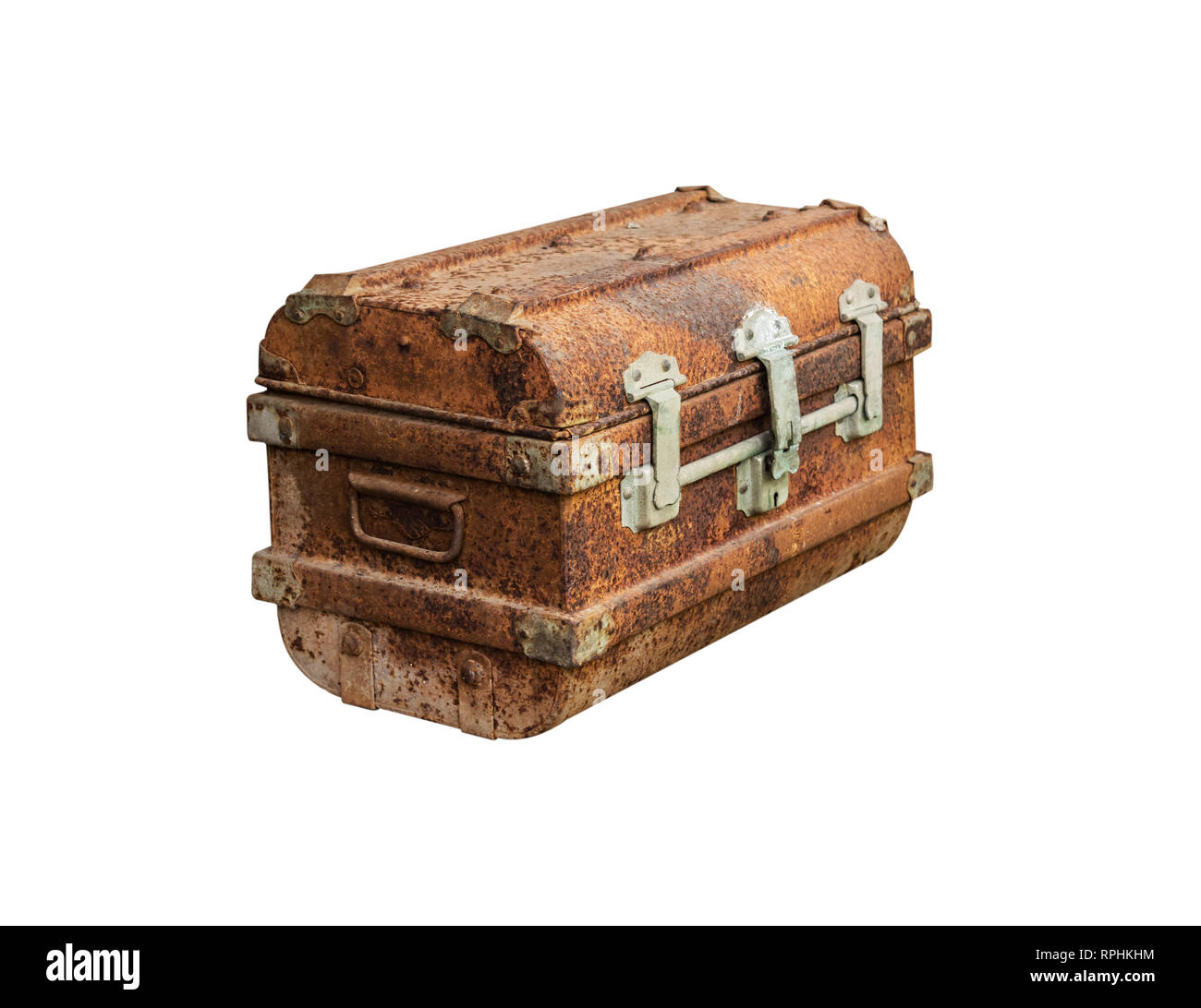 Ancient iron chest isolated on white background Stock Photo - Alamy